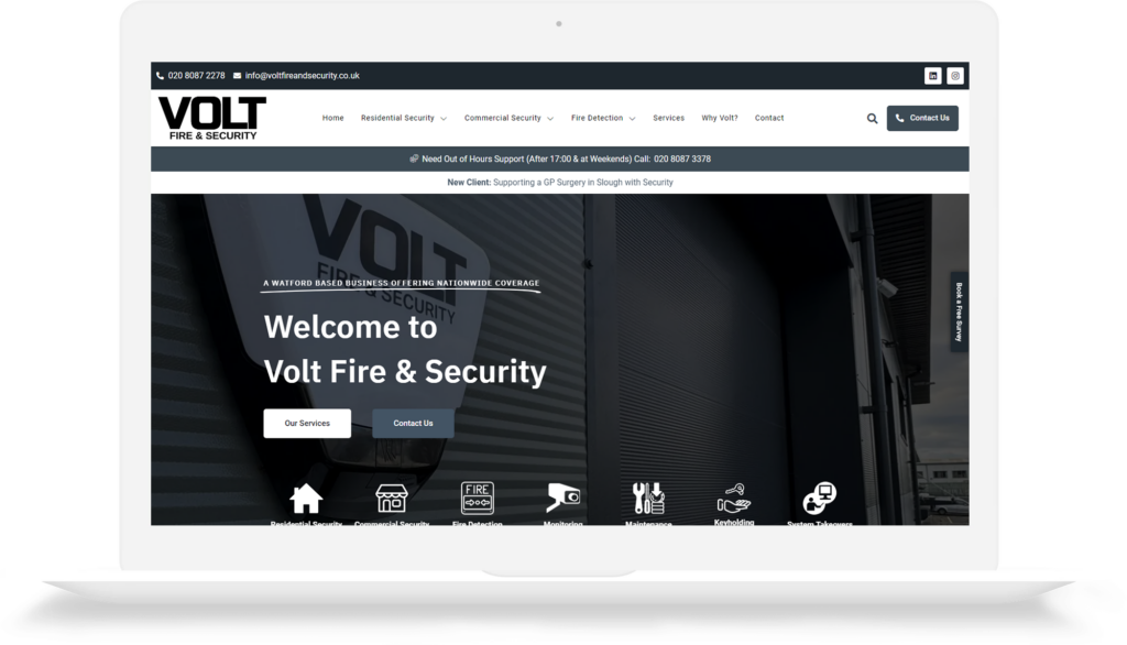 Volt Fire & Security Website Design | Whiteski Digital - UK Agency